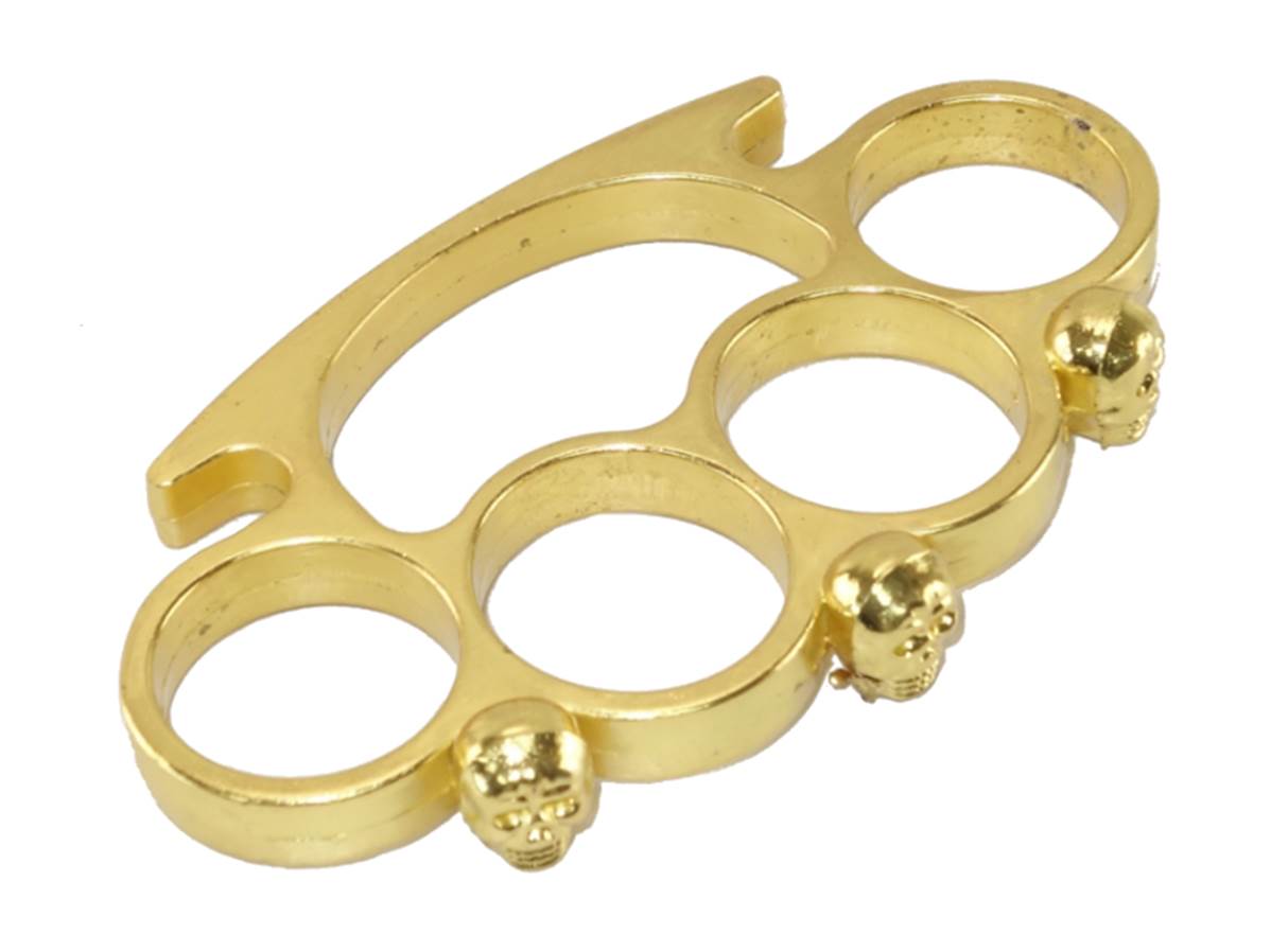 Knuckle Duster 3 Skulls Metal Gold