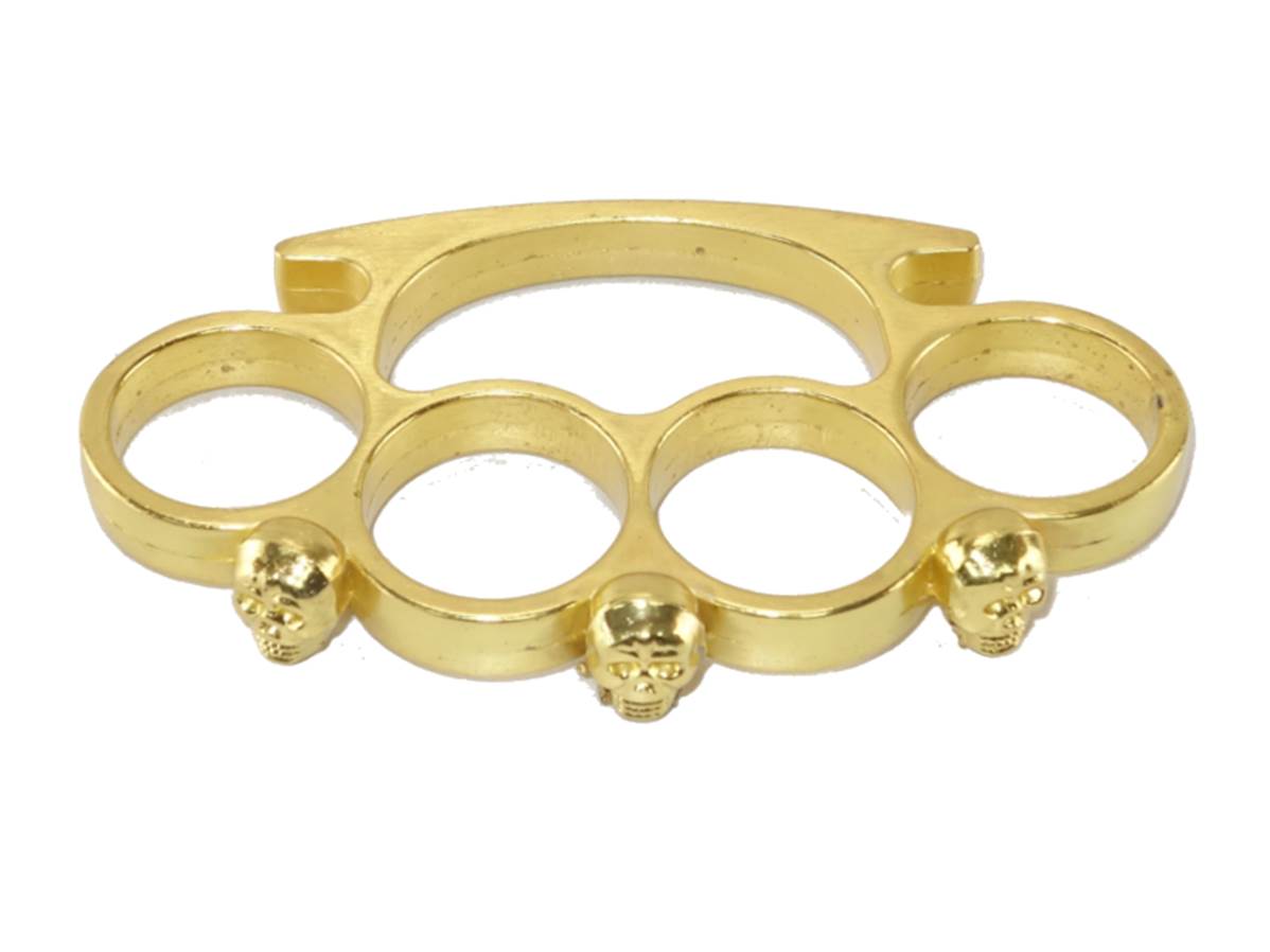 Knuckle Duster 3 Skulls Metal Gold
